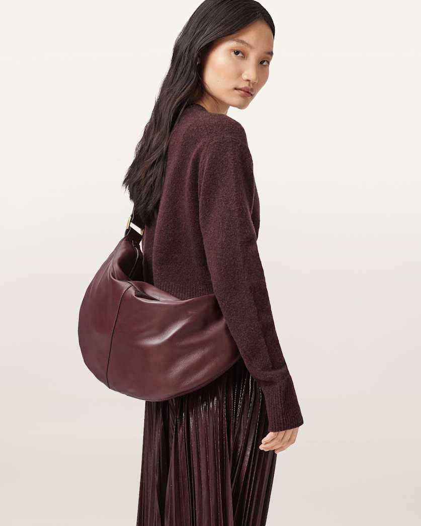 Luna Slouchy Leather Shoulder Bag Dark Red | ALLSAINTS US